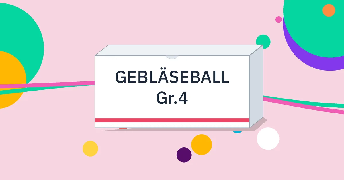 Symbolbild: Packung mit der Aufschrift GEBLÄSEBALL Gr.4 (PZN 01962451) – Verfügbarkeit und Bezug in Apotheken in Frankfurt am Main