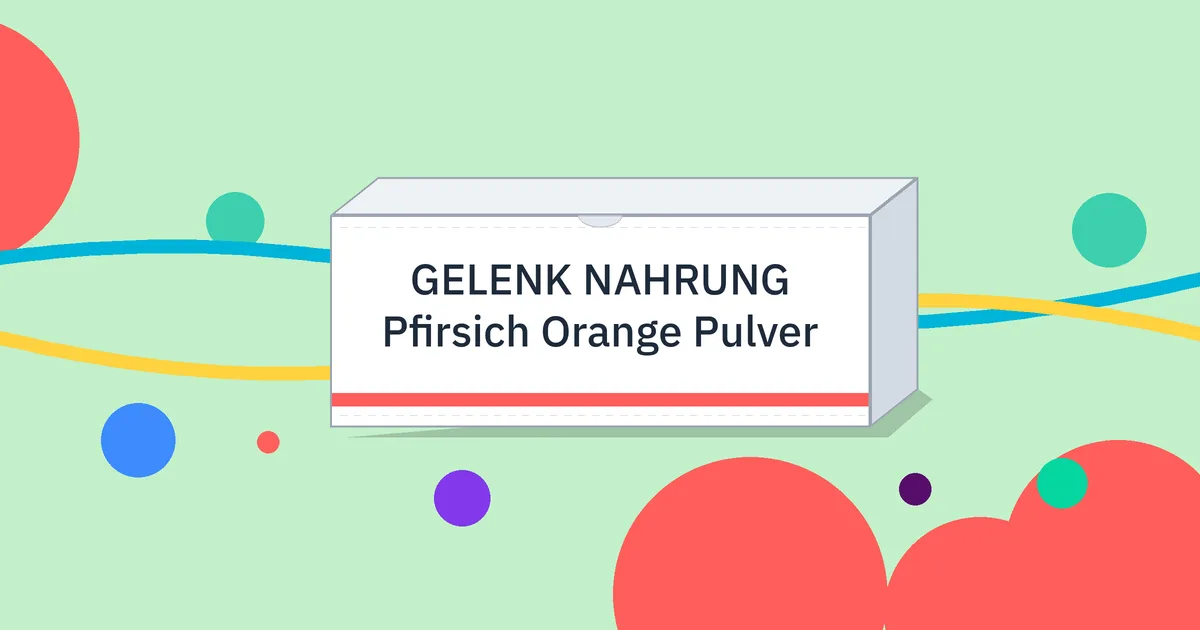 Symbolbild: Packung mit der Aufschrift GELENK NAHRUNG Pfirsich Orange Pulver (PZN 00143739) – Verfügbarkeit und Bezug in Apotheken in Frankfurt am Main