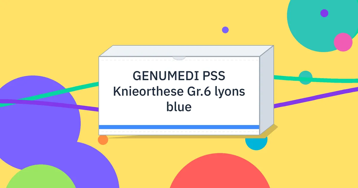 Symbolbild: Packung mit der Aufschrift GENUMEDI PSS Knieorthese Gr.6 lyons blue (PZN 18050760) – Verfügbarkeit und Bezug in Apotheken in Frankfurt am Main