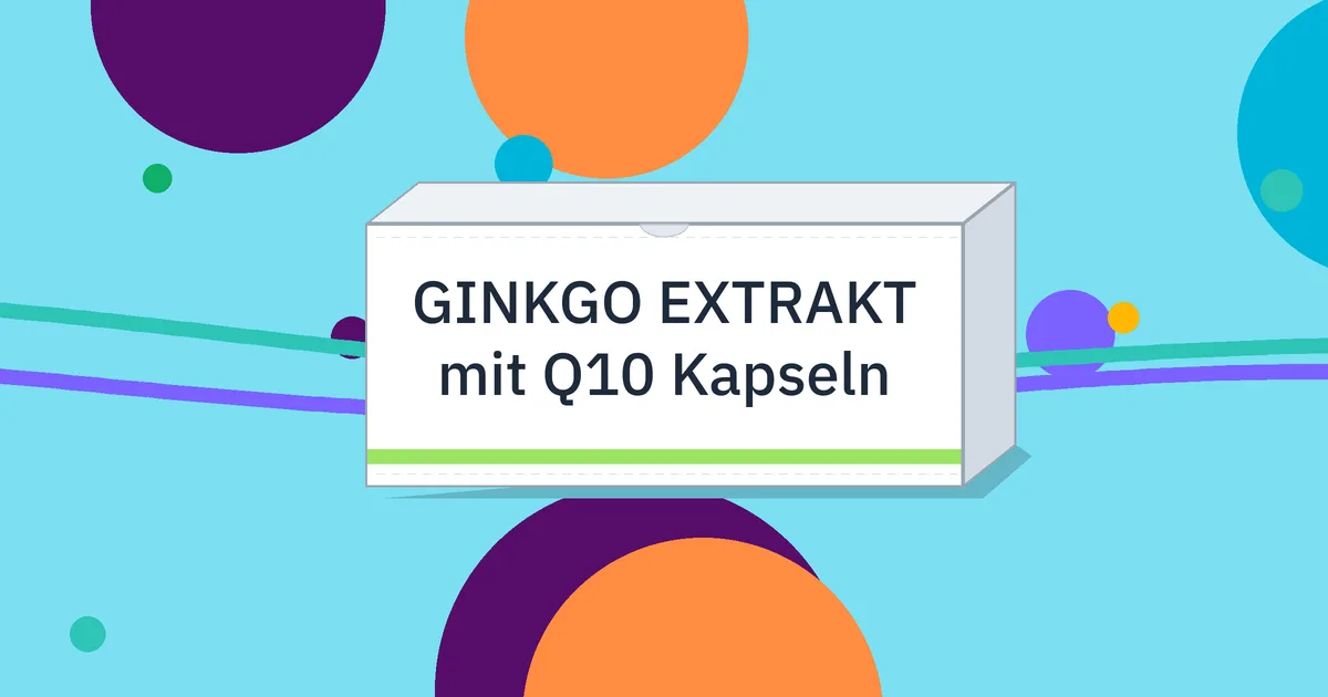 Symbolbild: Packung mit der Aufschrift GINKGO EXTRAKT mit Q10 Kapseln (PZN 19155202) – Verfügbarkeit und Bezug in Apotheken in Frankfurt am Main