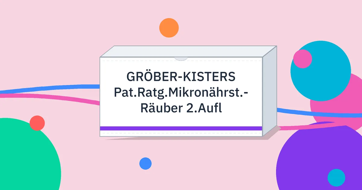Symbolbild: Packung mit der Aufschrift GRÖBER-KISTERS Pat.Ratg.Mikronährst.-Räuber 2.Aufl (PZN 17527214) – Verfügbarkeit und Bezug in Apotheken in Frankfurt am Main