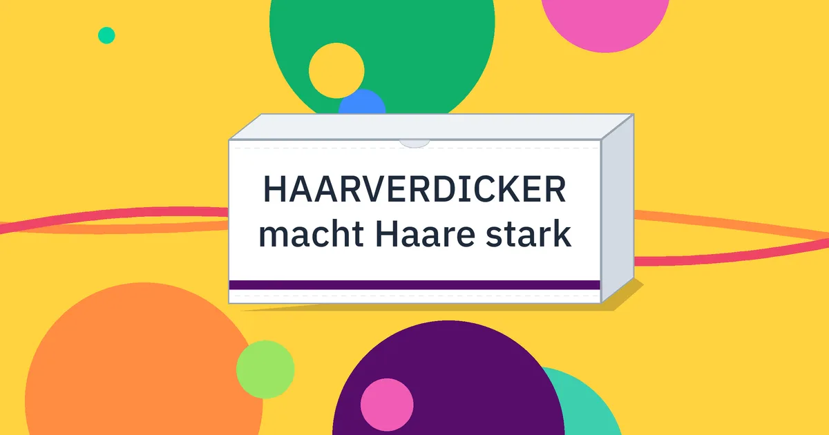 Symbolbild: Packung mit der Aufschrift HAARVERDICKER macht Haare stark (PZN 03234052) – Verfügbarkeit und Bezug in Apotheken in Frankfurt am Main