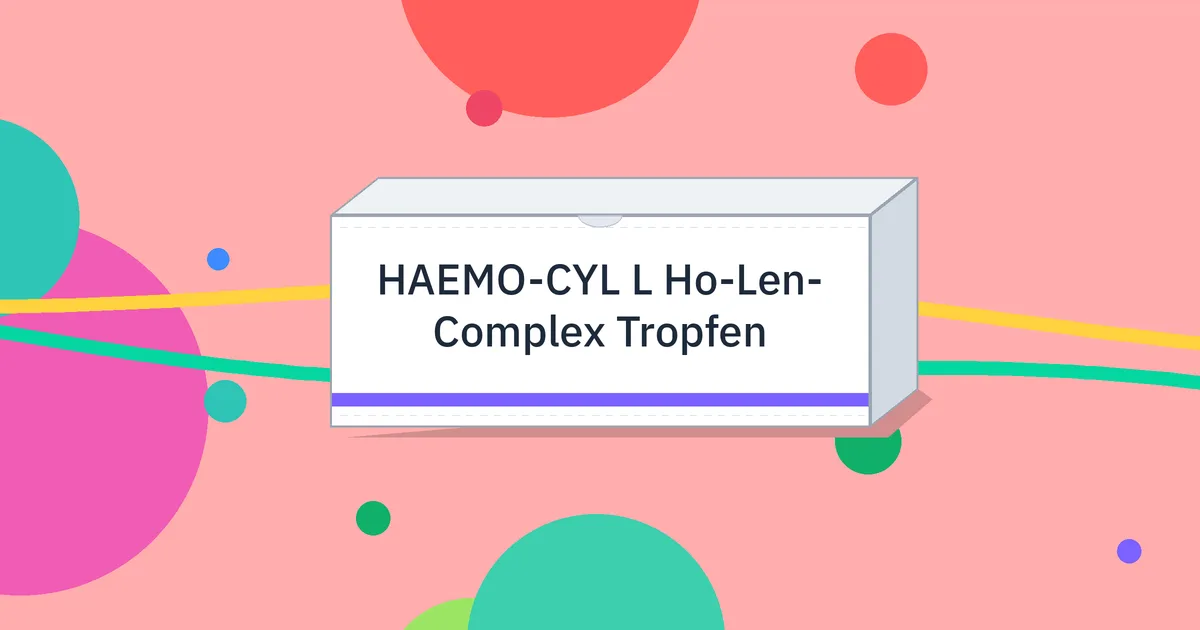 Symbolbild: Packung mit der Aufschrift HAEMO-CYL L Ho-Len-Complex Tropfen (PZN 03395890) – Verfügbarkeit und Bezug in Apotheken in Frankfurt am Main