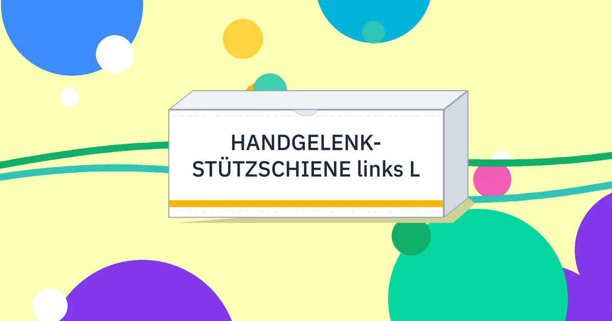 Symbolbild: Packung mit der Aufschrift HANDGELENK-STÜTZSCHIENE links L (PZN 19070210) – Verfügbarkeit und Bezug in Apotheken in Frankfurt am Main