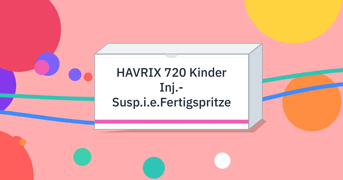 Symbolbild: Packung mit der Aufschrift HAVRIX 720 Kinder Inj.-Susp.i.e.Fertigspritze (PZN 19248978) – Verfügbarkeit und Bezug in Apotheken in Frankfurt am Main