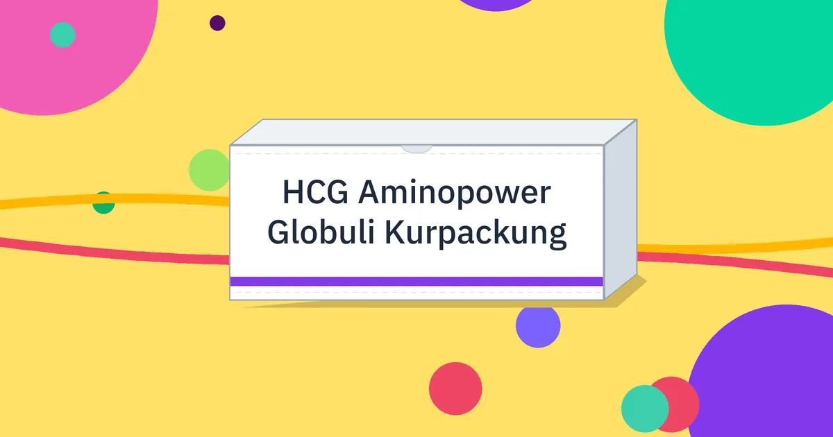 Symbolbild: Packung mit der Aufschrift HCG Aminopower Globuli Kurpackung (PZN 15433472) – Verfügbarkeit und Bezug in Apotheken in Frankfurt am Main