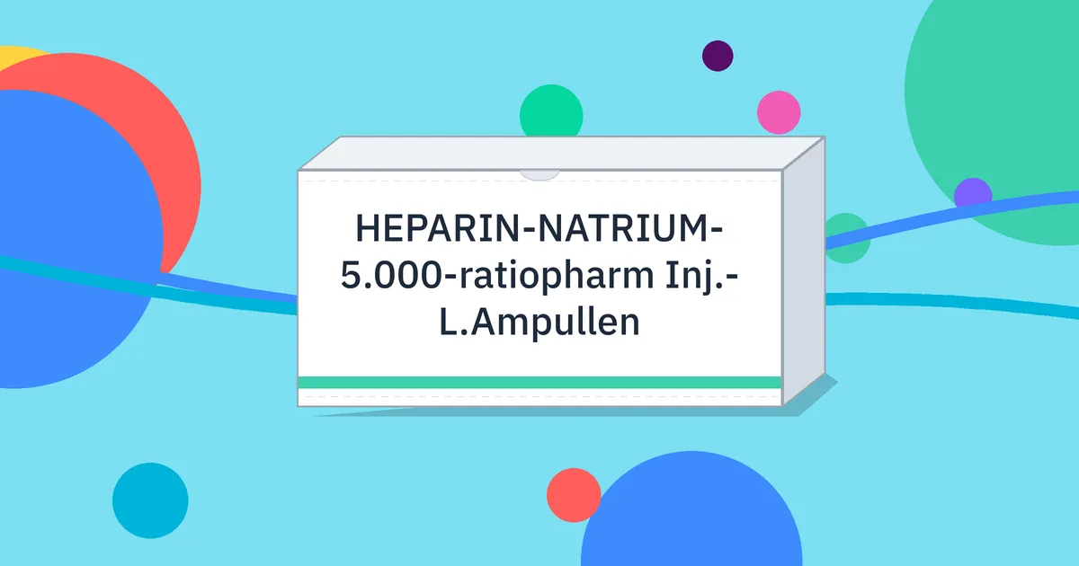 Symbolbild: Packung mit der Aufschrift HEPARIN-NATRIUM-5.000-ratiopharm Inj.-L.Ampullen (PZN 03170642) – Verfügbarkeit und Bezug in Apotheken in Frankfurt am Main