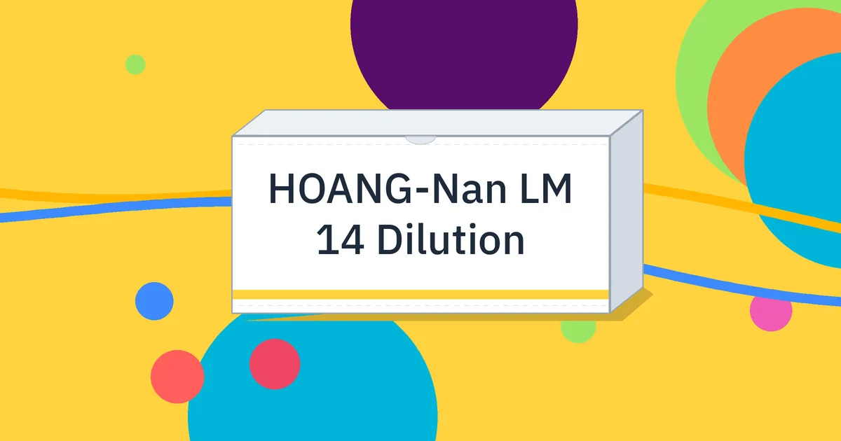 Symbolbild: Packung mit der Aufschrift HOANG-Nan LM 14 Dilution (PZN 12889295) – Verfügbarkeit und Bezug in Apotheken in Frankfurt am Main