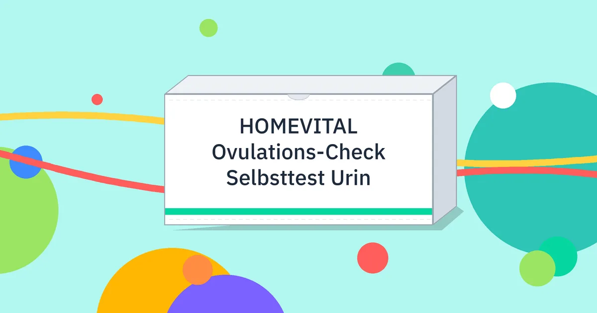 Symbolbild: Packung mit der Aufschrift HOMEVITAL Ovulations-Check Selbsttest Urin (PZN 19298692) – Verfügbarkeit und Bezug in Apotheken in Frankfurt am Main