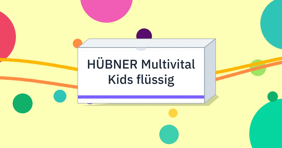 Symbolbild: Packung mit der Aufschrift HÜBNER Multivital Kids flüssig (PZN 20038631) – Verfügbarkeit und Bezug in Apotheken in Frankfurt am Main