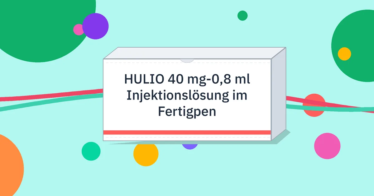 Symbolbild: Packung mit der Aufschrift HULIO 40 mg-0,8 ml Injektionslösung im Fertigpen (PZN 19365201) – Verfügbarkeit und Bezug in Apotheken in Frankfurt am Main