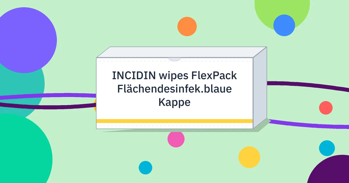 Symbolbild: Packung mit der Aufschrift INCIDIN wipes FlexPack Flächendesinfek.blaue Kappe (PZN 13879554) – Verfügbarkeit und Bezug in Apotheken in Frankfurt am Main
