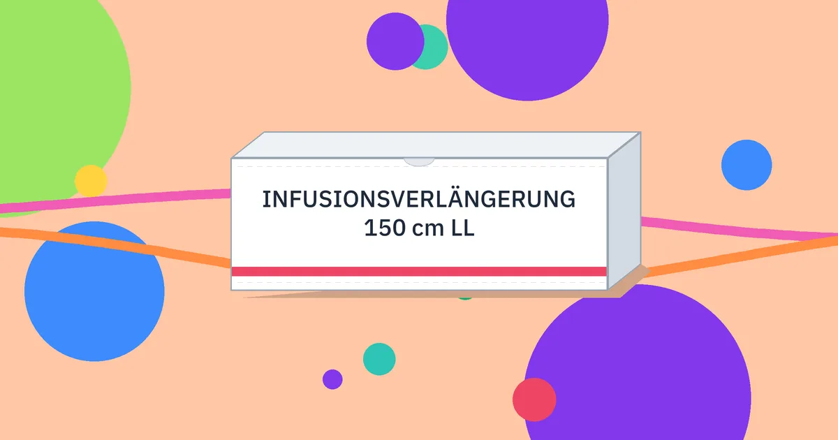 Symbolbild: Packung mit der Aufschrift INFUSIONSVERLÄNGERUNG 150 cm LL (PZN 17487012) – Verfügbarkeit und Bezug in Apotheken in Frankfurt am Main