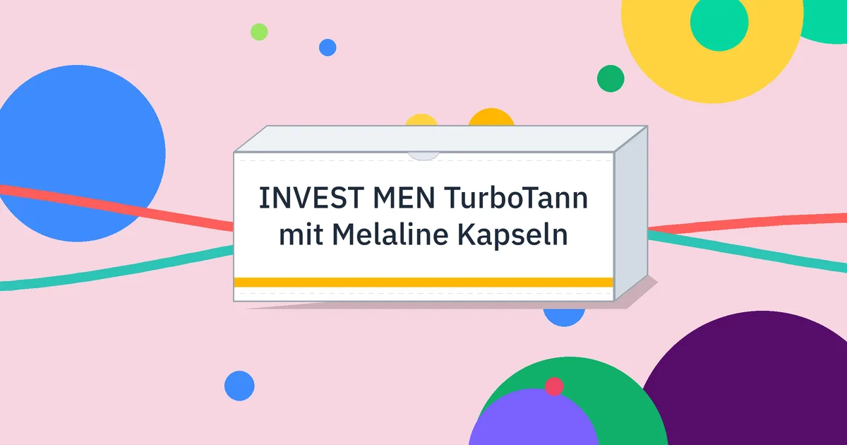 Symbolbild: Packung mit der Aufschrift INVEST MEN TurboTann mit Melaline Kapseln (PZN 19428143) – Verfügbarkeit und Bezug in Apotheken in Frankfurt am Main