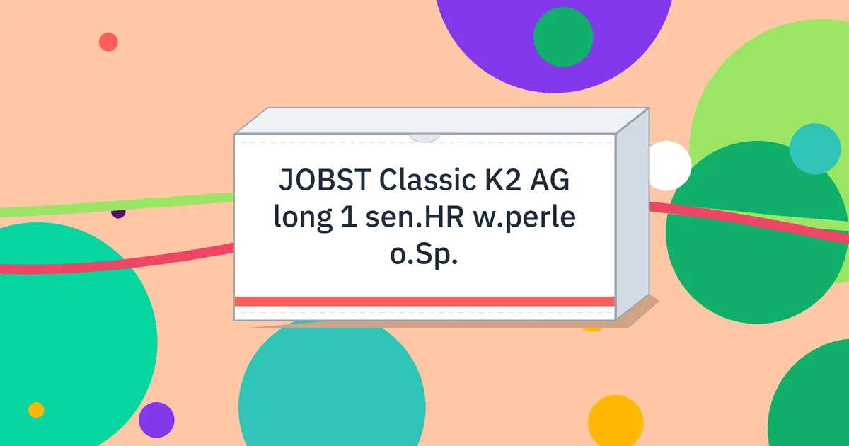 Symbolbild: Packung mit der Aufschrift JOBST Classic K2 AG long 1 sen.HR w.perle o.Sp. (PZN 17959296) – Verfügbarkeit und Bezug in Apotheken in Frankfurt am Main