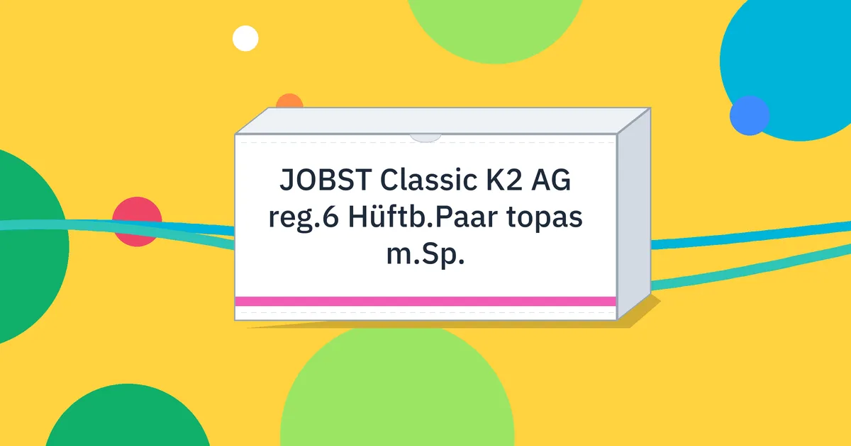 Symbolbild: Packung mit der Aufschrift JOBST Classic K2 AG reg.6 Hüftb.Paar topas m.Sp. (PZN 13066644) – Verfügbarkeit und Bezug in Apotheken in Frankfurt am Main