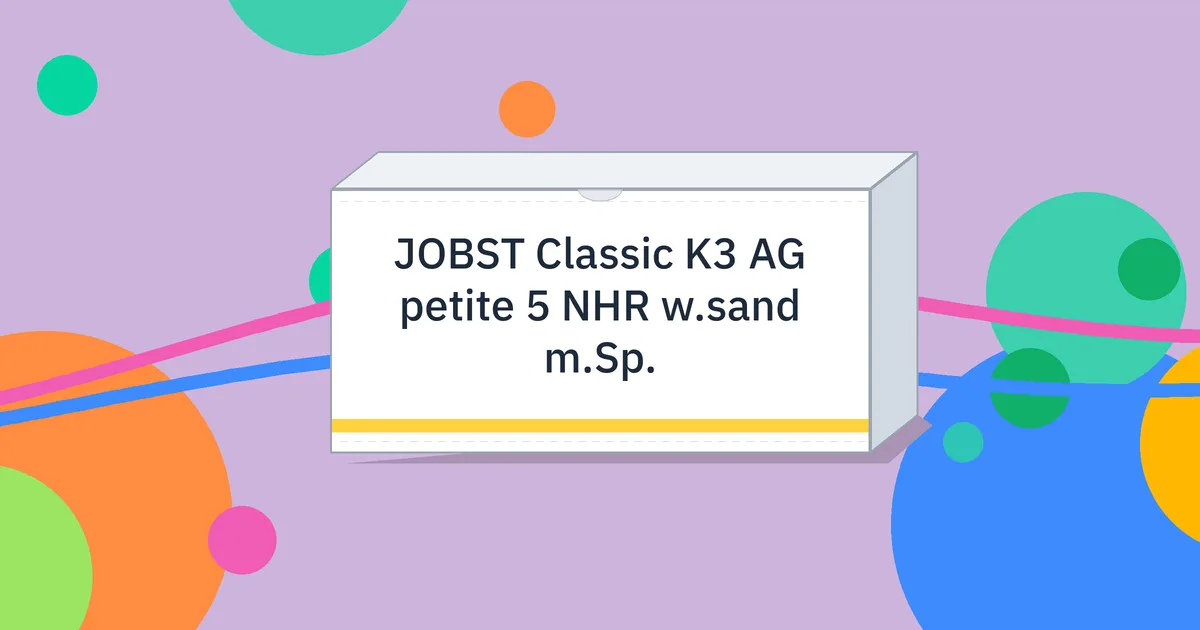 Symbolbild: Packung mit der Aufschrift JOBST Classic K3 AG petite 5 NHR w.sand m.Sp. (PZN 13072805) – Verfügbarkeit und Bezug in Apotheken in Frankfurt am Main