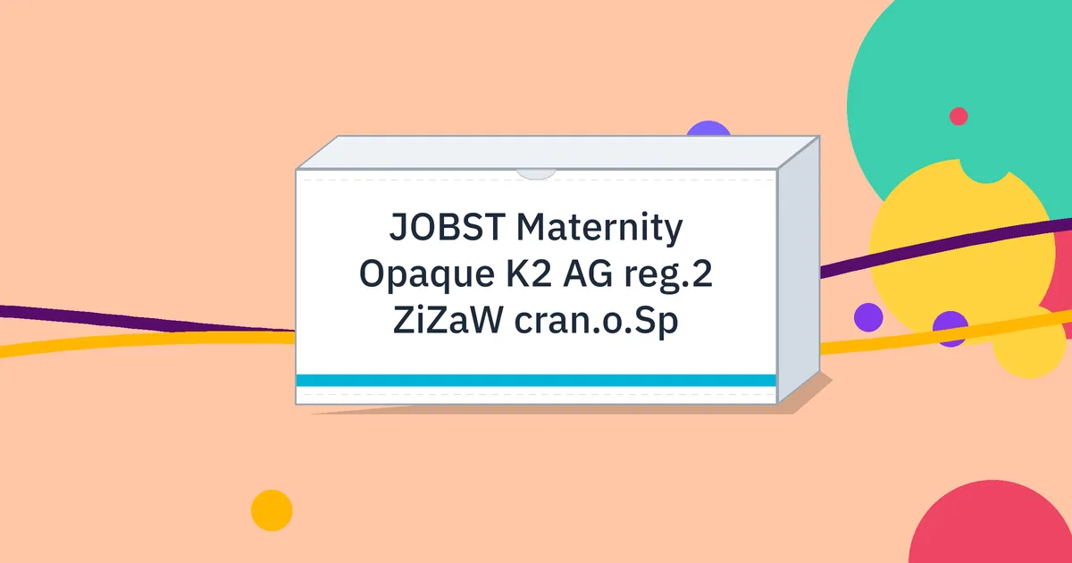 Symbolbild: Packung mit der Aufschrift JOBST Maternity Opaque K2 AG reg.2 ZiZaW cran.o.Sp (PZN 15858237) – Verfügbarkeit und Bezug in Apotheken in Frankfurt am Main