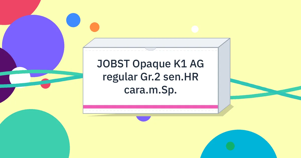 Symbolbild: Packung mit der Aufschrift JOBST Opaque K1 AG regular Gr.2 sen.HR cara.m.Sp. (PZN 13092417) – Verfügbarkeit und Bezug in Apotheken in Frankfurt am Main