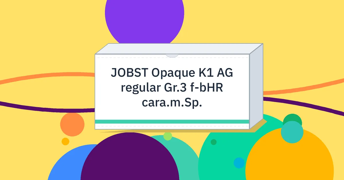 Symbolbild: Packung mit der Aufschrift JOBST Opaque K1 AG regular Gr.3 f-bHR cara.m.Sp. (PZN 13090559) – Verfügbarkeit und Bezug in Apotheken in Frankfurt am Main