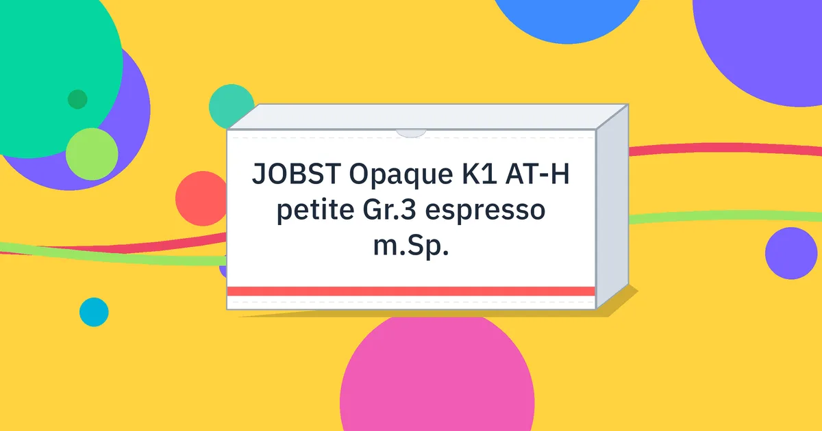 Symbolbild: Packung mit der Aufschrift JOBST Opaque K1 AT-H petite Gr.3 espresso m.Sp. (PZN 16277123) – Verfügbarkeit und Bezug in Apotheken in Frankfurt am Main