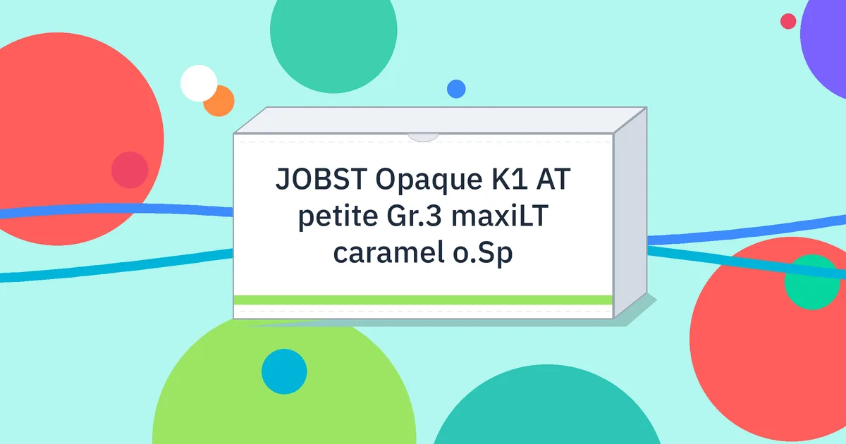 Symbolbild: Packung mit der Aufschrift JOBST Opaque K1 AT petite Gr.3 maxiLT caramel o.Sp (PZN 13103138) – Verfügbarkeit und Bezug in Apotheken in Frankfurt am Main