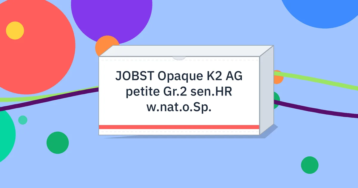 Symbolbild: Packung mit der Aufschrift JOBST Opaque K2 AG petite Gr.2 sen.HR w.nat.o.Sp. (PZN 11256808) – Verfügbarkeit und Bezug in Apotheken in Frankfurt am Main