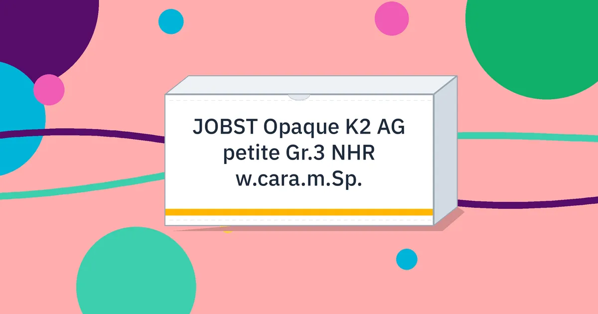 Symbolbild: Packung mit der Aufschrift JOBST Opaque K2 AG petite Gr.3 NHR w.cara.m.Sp. (PZN 11256079) – Verfügbarkeit und Bezug in Apotheken in Frankfurt am Main