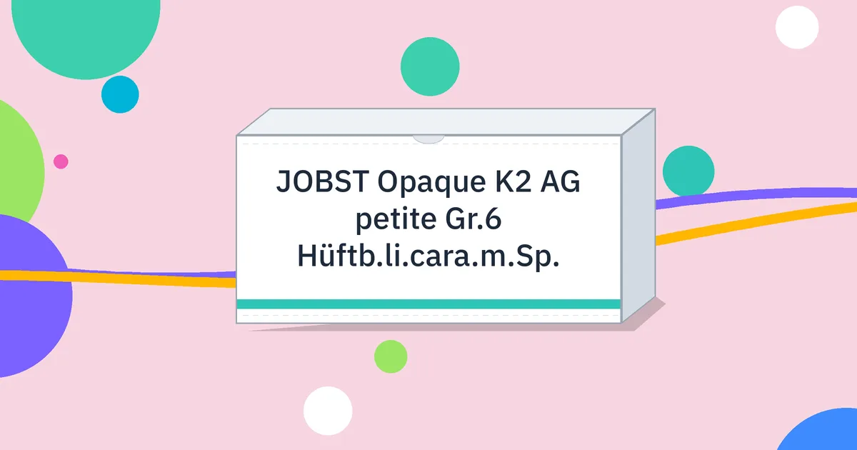 Symbolbild: Packung mit der Aufschrift JOBST Opaque K2 AG petite Gr.6 Hüftb.li.cara.m.Sp. (PZN 13113579) – Verfügbarkeit und Bezug in Apotheken in Frankfurt am Main