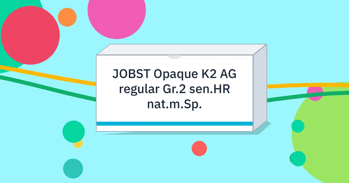 Symbolbild: Packung mit der Aufschrift JOBST Opaque K2 AG regular Gr.2 sen.HR nat.m.Sp. (PZN 12142509) – Verfügbarkeit und Bezug in Apotheken in Frankfurt am Main