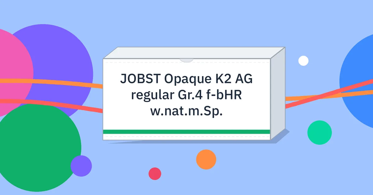 Symbolbild: Packung mit der Aufschrift JOBST Opaque K2 AG regular Gr.4 f-bHR w.nat.m.Sp. (PZN 11253342) – Verfügbarkeit und Bezug in Apotheken in Frankfurt am Main