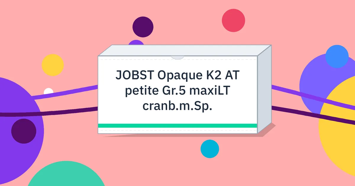 Symbolbild: Packung mit der Aufschrift JOBST Opaque K2 AT petite Gr.5 maxiLT cranb.m.Sp. (PZN 13118654) – Verfügbarkeit und Bezug in Apotheken in Frankfurt am Main