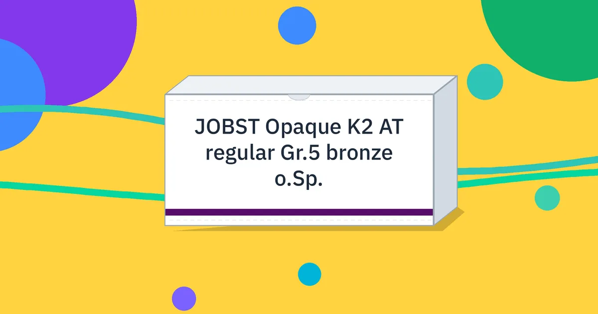 Symbolbild: Packung mit der Aufschrift JOBST Opaque K2 AT regular Gr.5 bronze o.Sp. (PZN 13122549) – Verfügbarkeit und Bezug in Apotheken in Frankfurt am Main