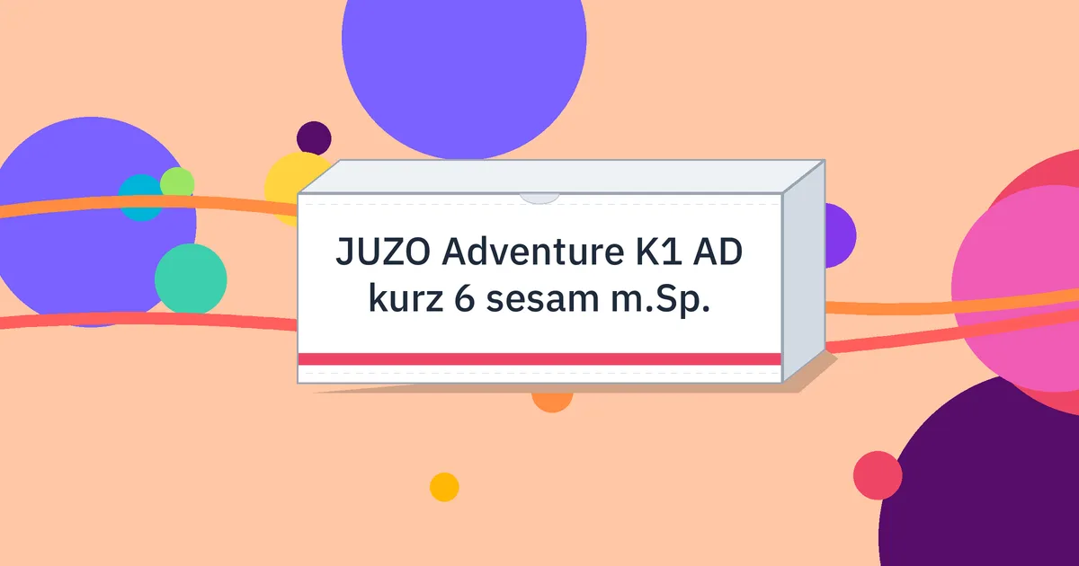 Symbolbild: Packung mit der Aufschrift JUZO Adventure K1 AD kurz 6 sesam m.Sp. (PZN 16493654) – Verfügbarkeit und Bezug in Apotheken in Frankfurt am Main