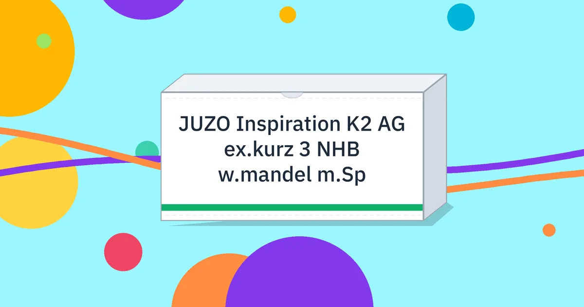Symbolbild: Packung mit der Aufschrift JUZO Inspiration K2 AG ex.kurz 3 NHB w.mandel m.Sp (PZN 14963044) – Verfügbarkeit und Bezug in Apotheken in Frankfurt am Main