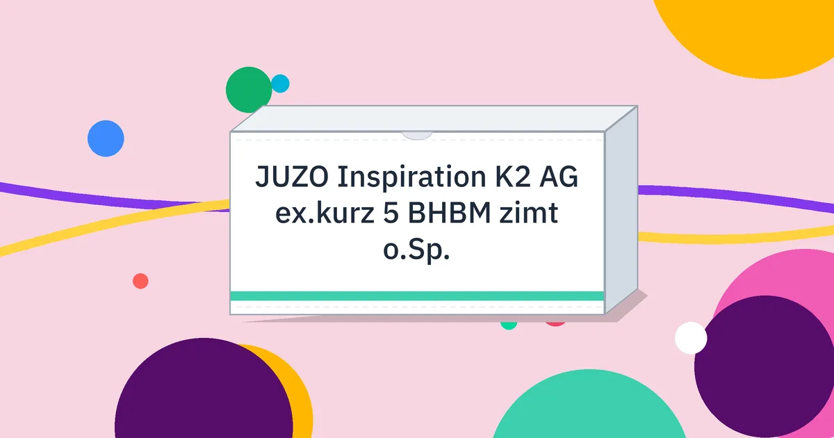 Symbolbild: Packung mit der Aufschrift JUZO Inspiration K2 AG ex.kurz 5 BHBM zimt o.Sp. (PZN 14877907) – Verfügbarkeit und Bezug in Apotheken in Frankfurt am Main