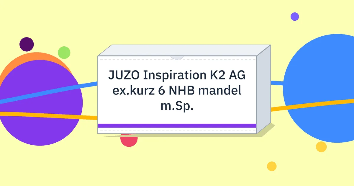 Symbolbild: Packung mit der Aufschrift JUZO Inspiration K2 AG ex.kurz 6 NHB mandel m.Sp. (PZN 14965250) – Verfügbarkeit und Bezug in Apotheken in Frankfurt am Main
