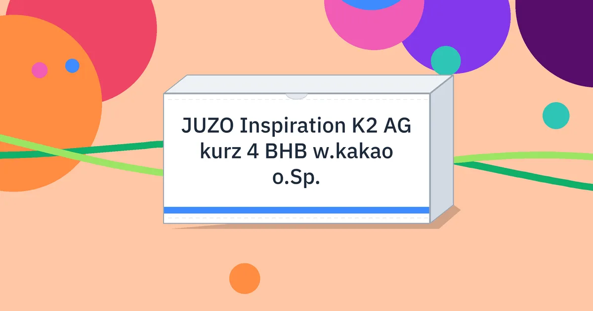 Symbolbild: Packung mit der Aufschrift JUZO Inspiration K2 AG kurz 4 BHB w.kakao o.Sp. (PZN 14850966) – Verfügbarkeit und Bezug in Apotheken in Frankfurt am Main