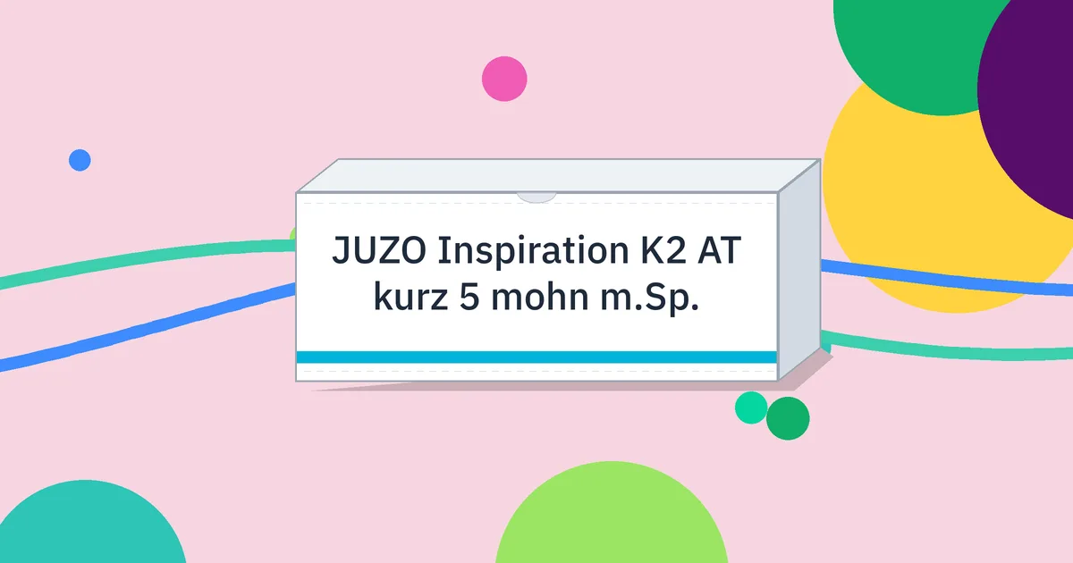 Symbolbild: Packung mit der Aufschrift JUZO Inspiration K2 AT kurz 5 mohn m.Sp. (PZN 14931570) – Verfügbarkeit und Bezug in Apotheken in Frankfurt am Main