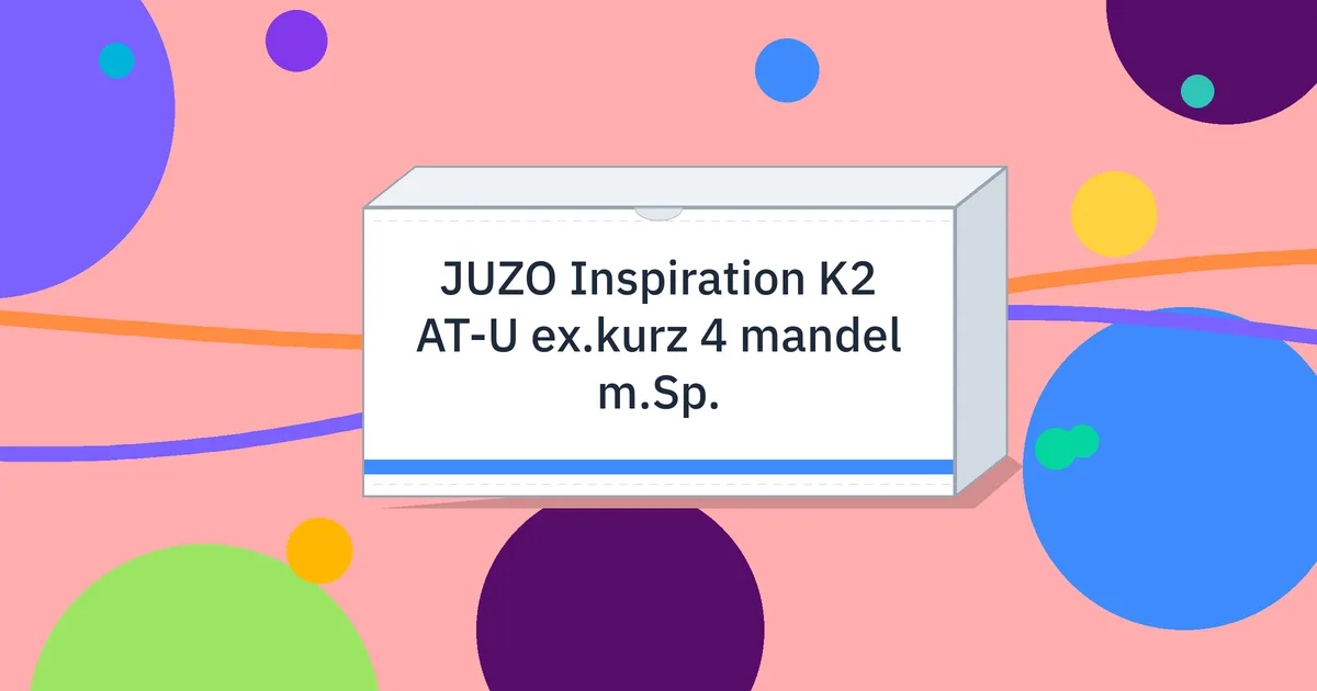 Symbolbild: Packung mit der Aufschrift JUZO Inspiration K2 AT-U ex.kurz 4 mandel m.Sp. (PZN 14965942) – Verfügbarkeit und Bezug in Apotheken in Frankfurt am Main