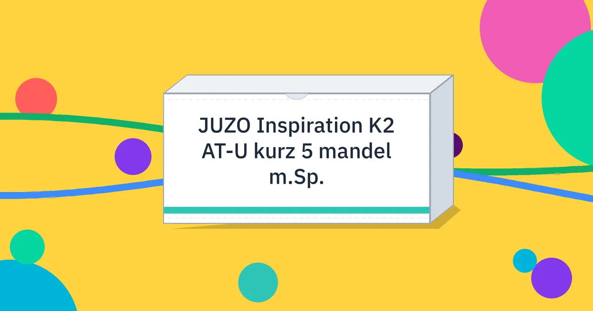 Symbolbild: Packung mit der Aufschrift JUZO Inspiration K2 AT-U kurz 5 mandel m.Sp. (PZN 14929509) – Verfügbarkeit und Bezug in Apotheken in Frankfurt am Main