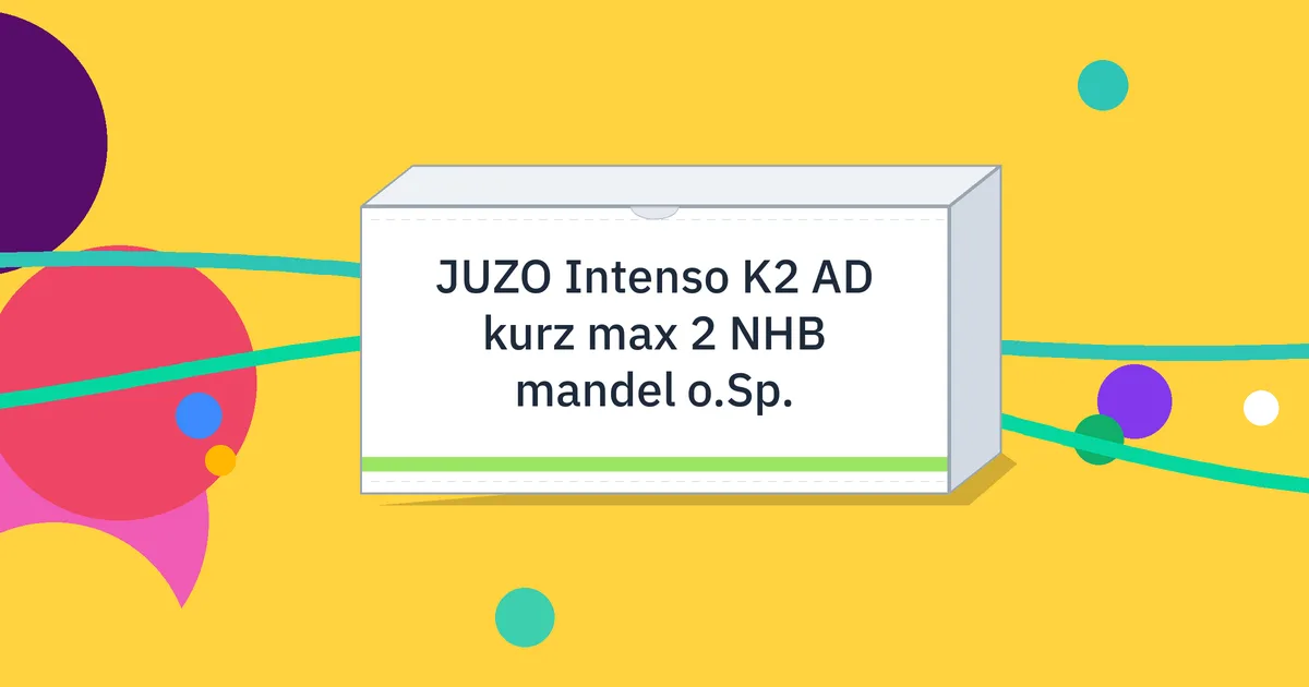 Symbolbild: Packung mit der Aufschrift JUZO Intenso K2 AD kurz max 2 NHB mandel o.Sp. (PZN 18622802) – Verfügbarkeit und Bezug in Apotheken in Frankfurt am Main