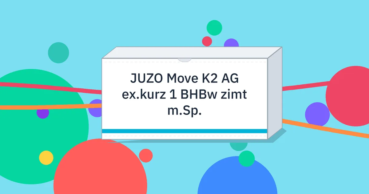 Symbolbild: Packung mit der Aufschrift JUZO Move K2 AG ex.kurz 1 BHBw zimt m.Sp. (PZN 18532298) – Verfügbarkeit und Bezug in Apotheken in Frankfurt am Main