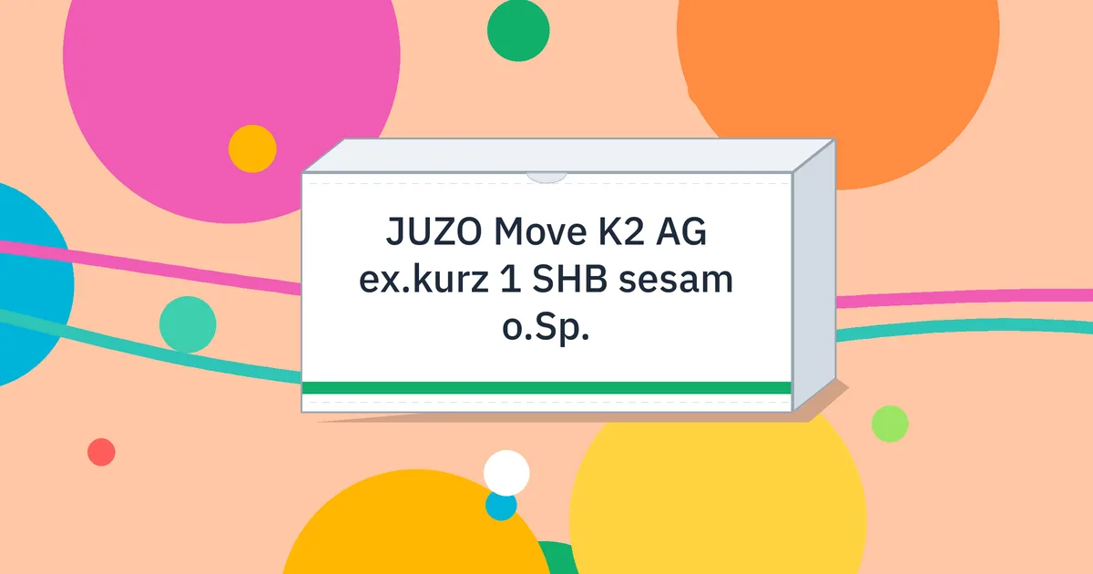 Symbolbild: Packung mit der Aufschrift JUZO Move K2 AG ex.kurz 1 SHB sesam o.Sp. (PZN 18533889) – Verfügbarkeit und Bezug in Apotheken in Frankfurt am Main
