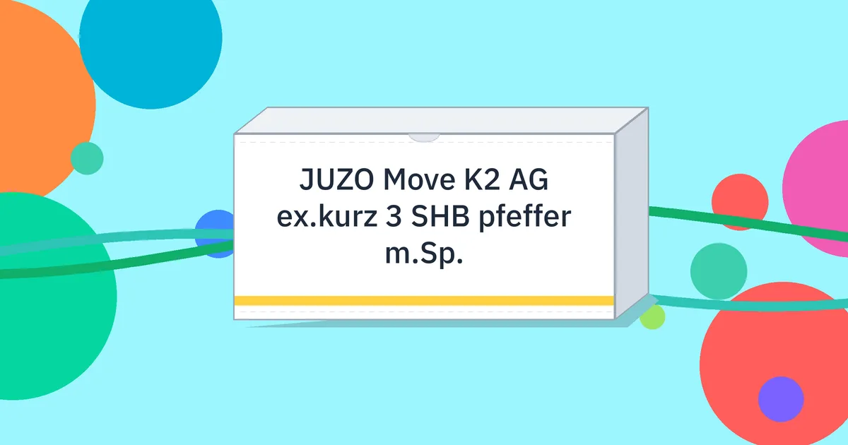 Symbolbild: Packung mit der Aufschrift JUZO Move K2 AG ex.kurz 3 SHB pfeffer m.Sp. (PZN 16651343) – Verfügbarkeit und Bezug in Apotheken in Frankfurt am Main