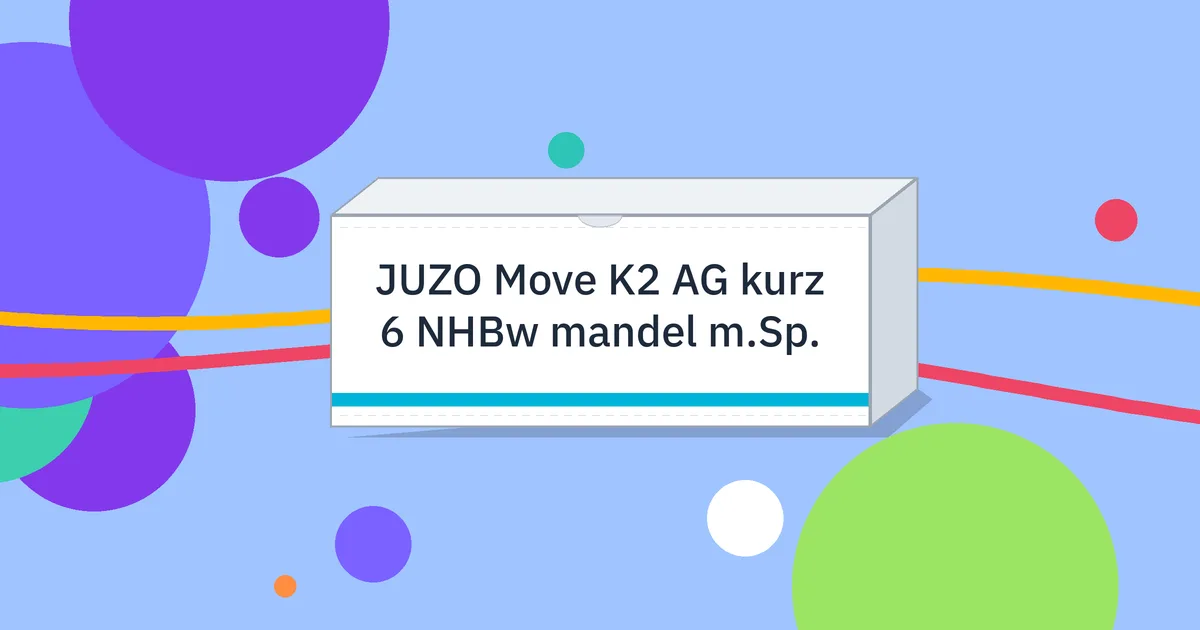 Symbolbild: Packung mit der Aufschrift JUZO Move K2 AG kurz 6 NHBw mandel m.Sp. (PZN 16640581) – Verfügbarkeit und Bezug in Apotheken in Frankfurt am Main