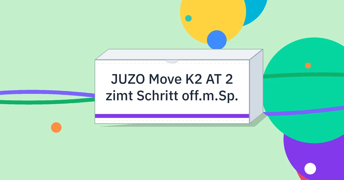 Symbolbild: Packung mit der Aufschrift JUZO Move K2 AT 2 zimt Schritt off.m.Sp. (PZN 20668119) – Verfügbarkeit und Bezug in Apotheken in Frankfurt am Main