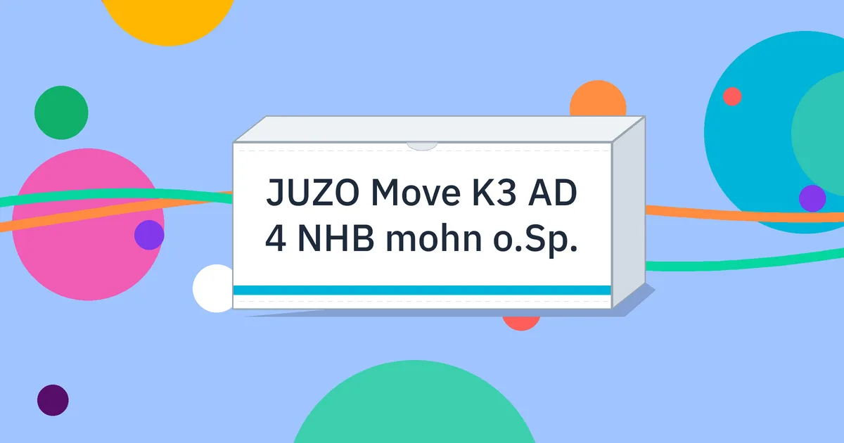 Symbolbild: Packung mit der Aufschrift JUZO Move K3 AD 4 NHB mohn o.Sp. (PZN 18571453) – Verfügbarkeit und Bezug in Apotheken in Frankfurt am Main