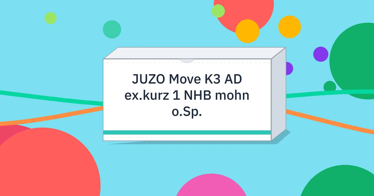 Symbolbild: Packung mit der Aufschrift JUZO Move K3 AD ex.kurz 1 NHB mohn o.Sp. (PZN 18574061) – Verfügbarkeit und Bezug in Apotheken in Frankfurt am Main