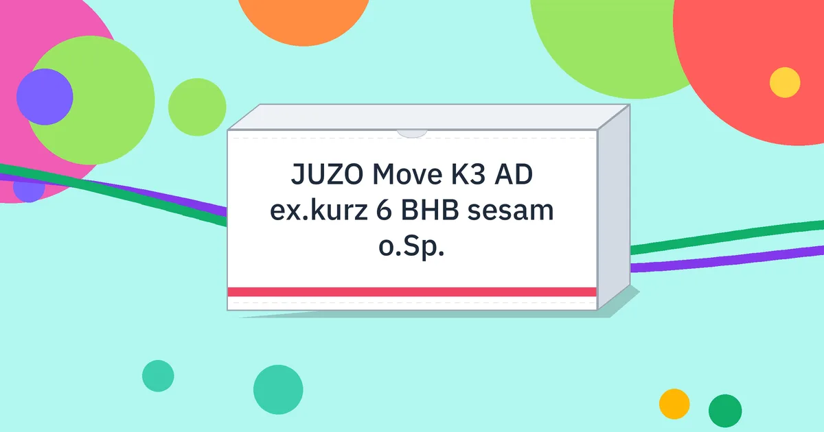 Symbolbild: Packung mit der Aufschrift JUZO Move K3 AD ex.kurz 6 BHB sesam o.Sp. (PZN 18570436) – Verfügbarkeit und Bezug in Apotheken in Frankfurt am Main